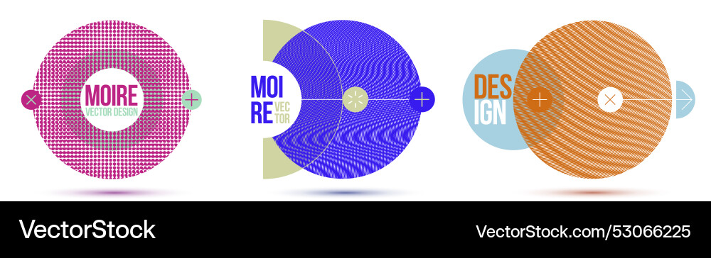Graphic design elements set moire trendy layouts Vector Image