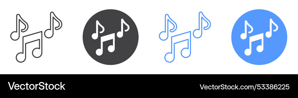 Music note icon flat line symbol set Royalty Free Vector
