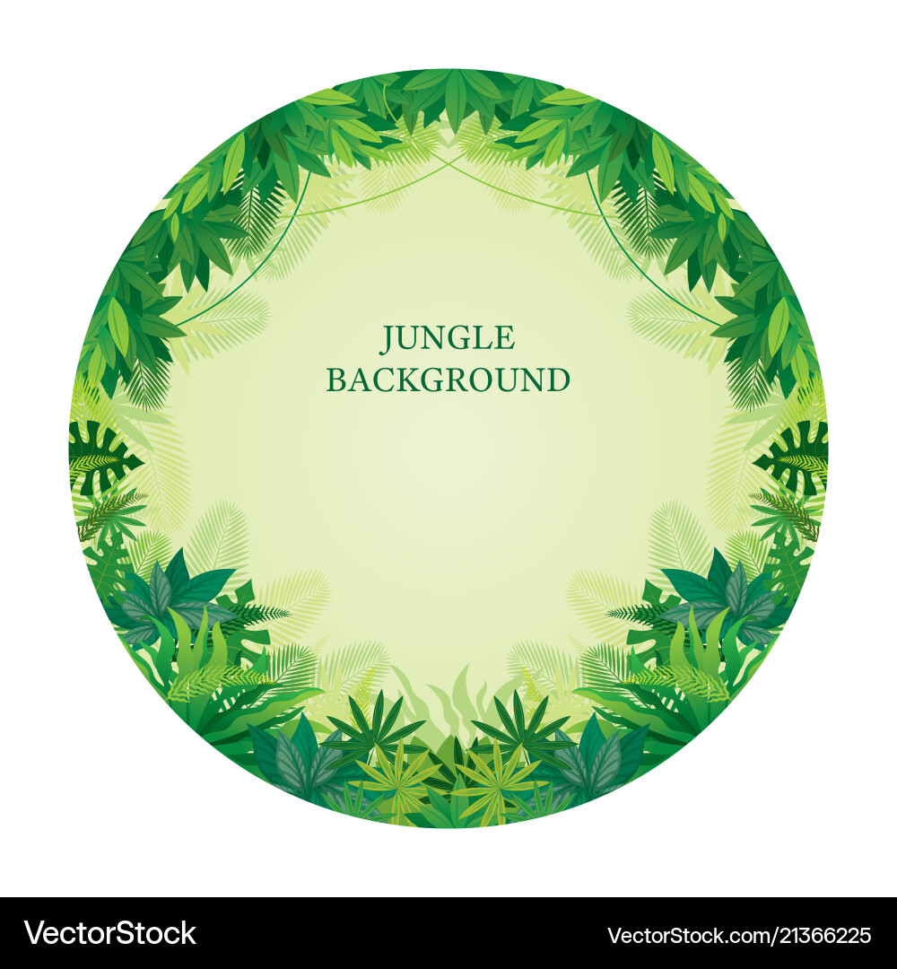Tropical jungle round frame Royalty Free Vector Image