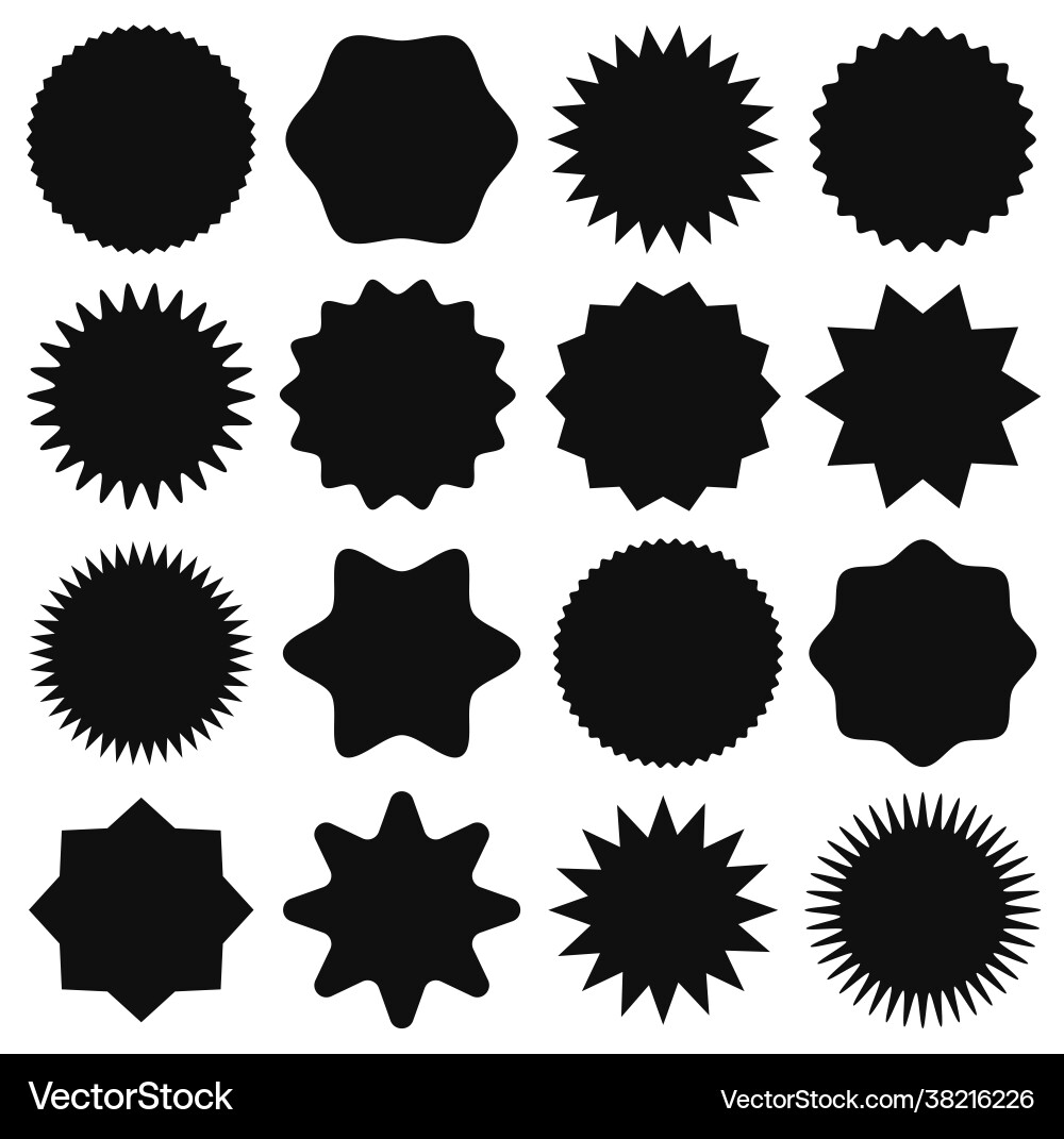 Black star stickers shape price tag Royalty Free Vector