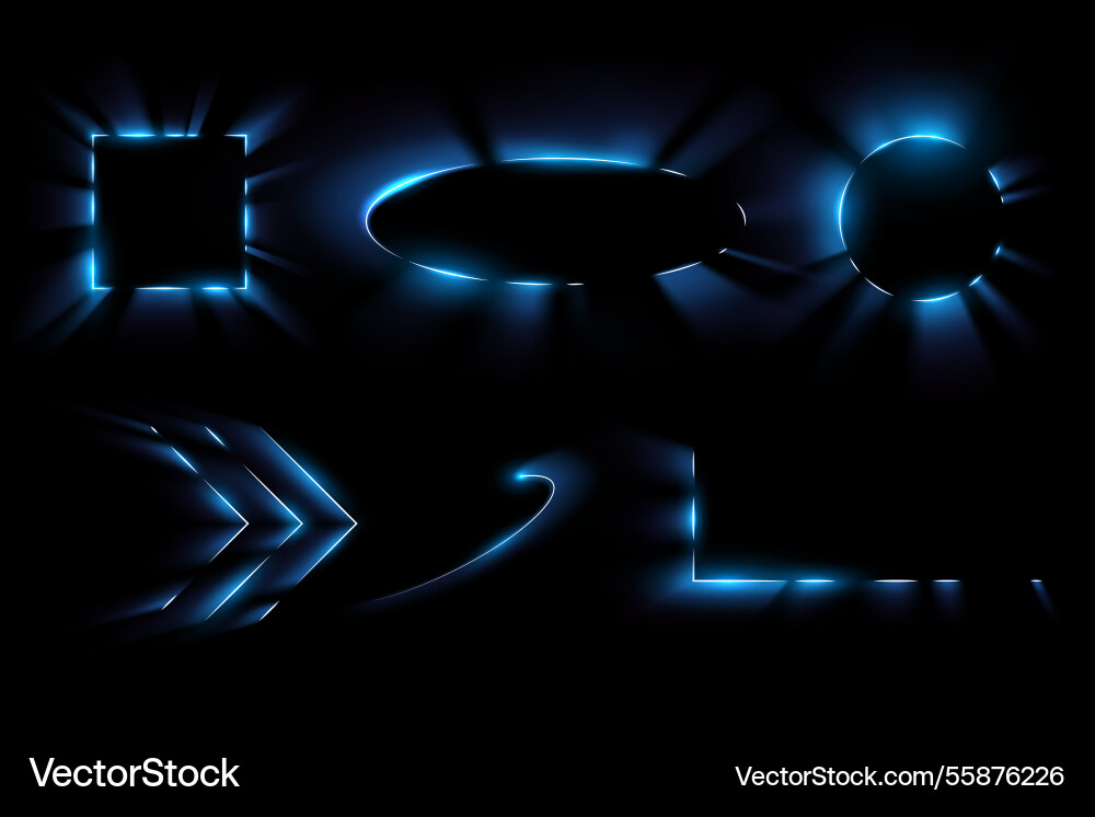 Blue light frames and design elements Royalty Free Vector