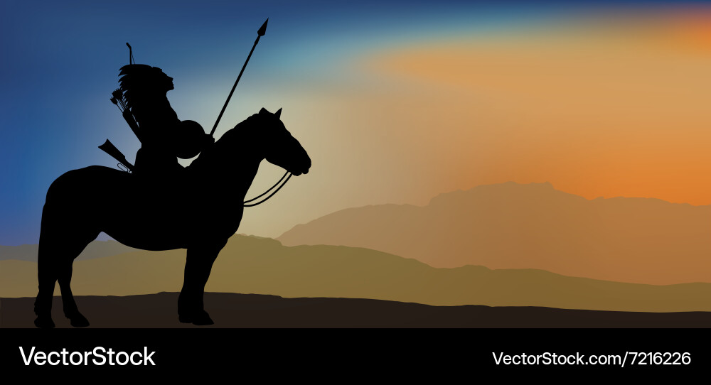 Brave indian warrior in mountains Royalty Free Vector Image