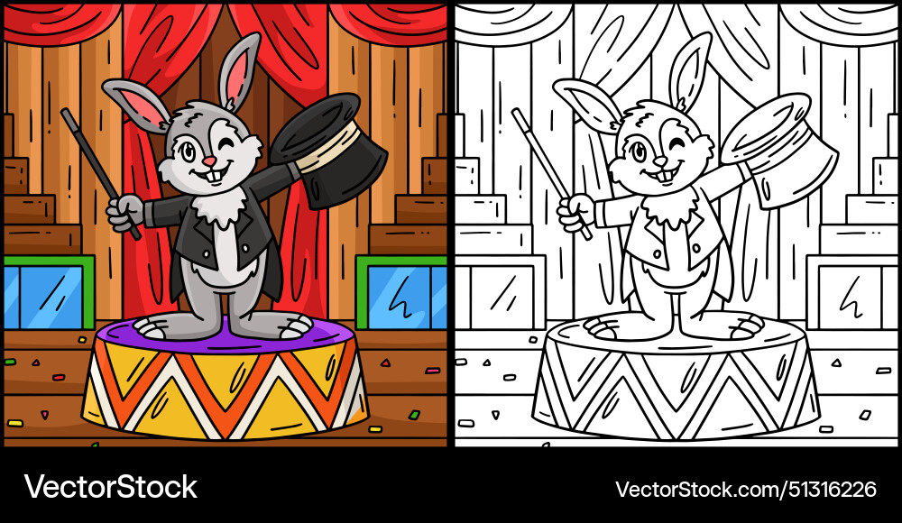 Circus magician rabbit colored Royalty Free Vector Image