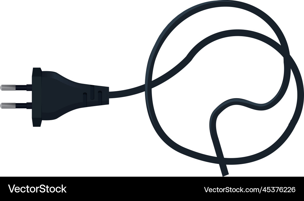 Electric cable with power plug black wire icon Vector Image