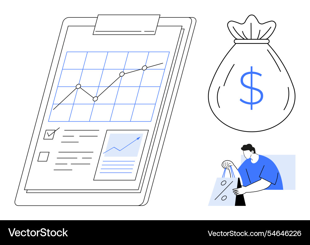 Financial growth analysis with market data Vector Image