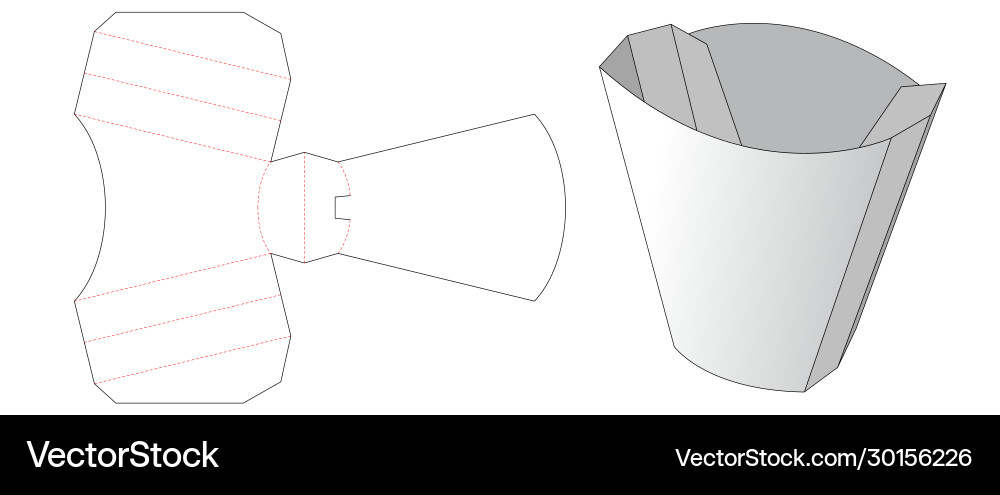 French fries container box die cut template Vector Image