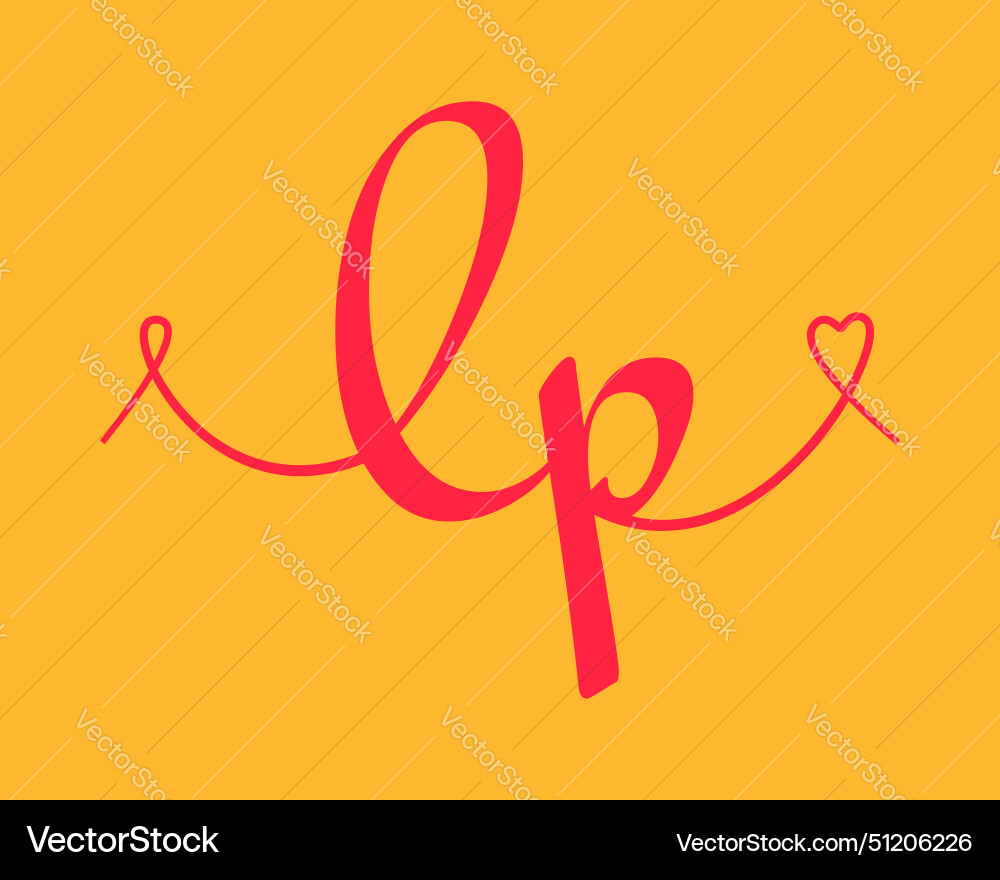 Lp initial wedding monogram calligraphy hand Vector Image