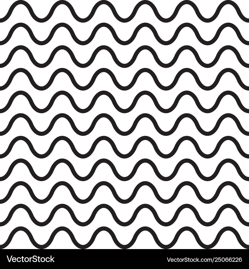 Pattern black wavy line seamless background Vector Image