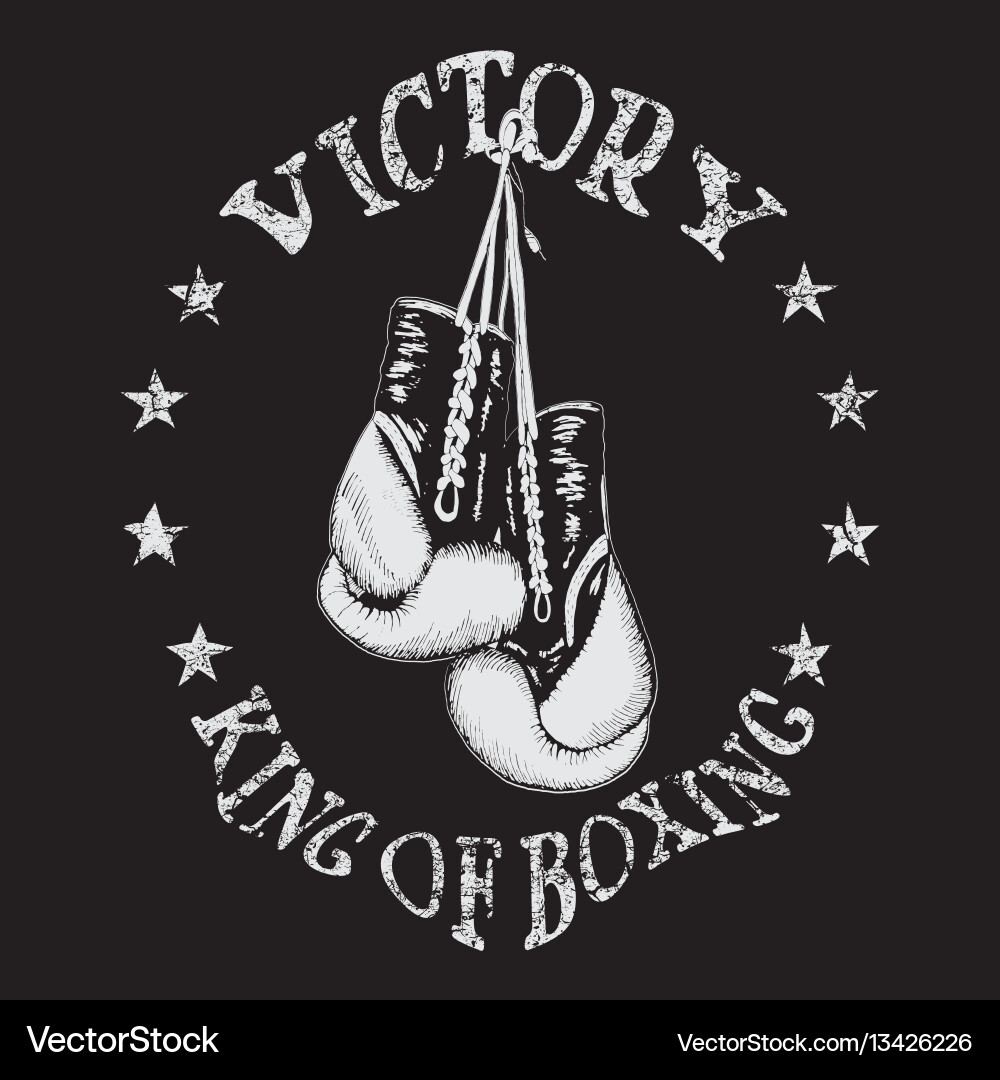 Retro label with boxing gloves Royalty Free Vector Image