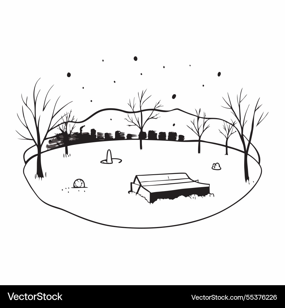 Snowy park with bare trees in winter concept Vector Image