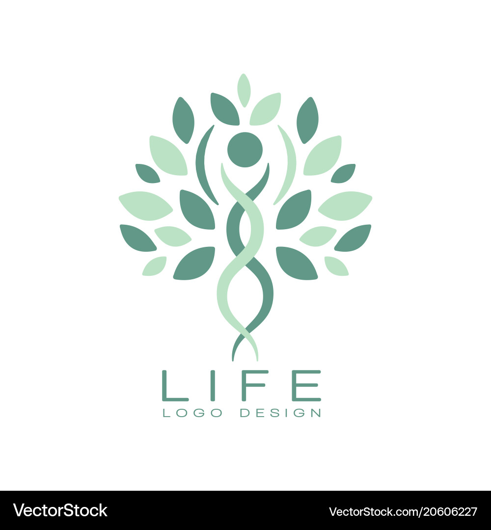 Abstract life logo design with green leaves Vector Image