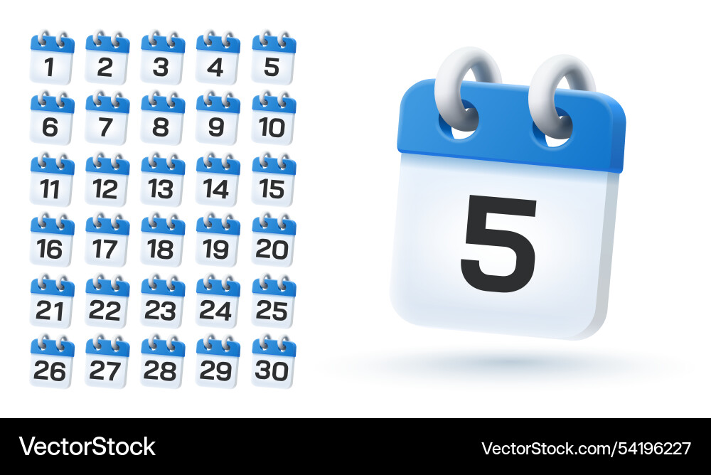 Calendar set icons month numbers Royalty Free Vector Image