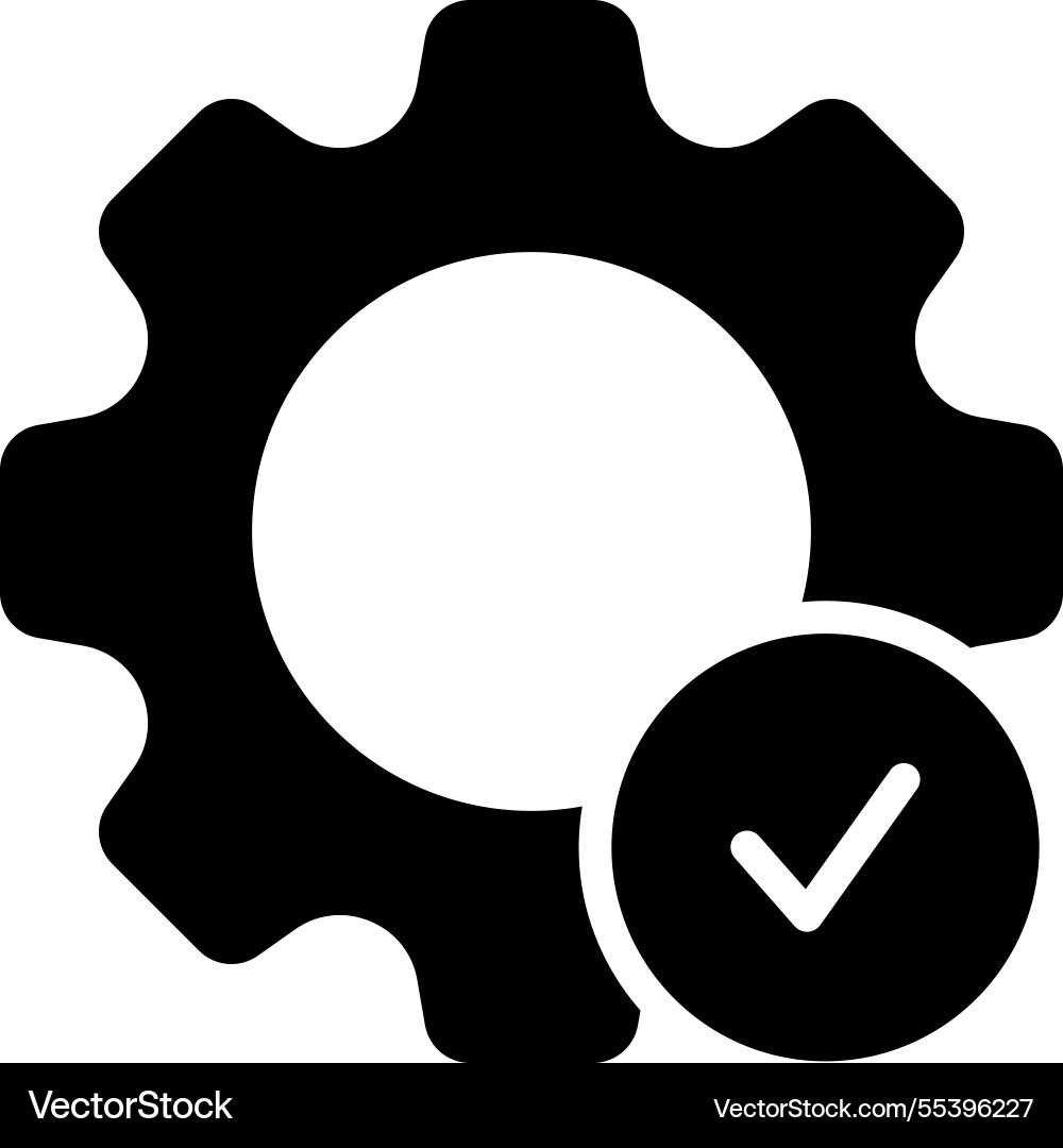 Cog wheel with checkmark Royalty Free Vector Image