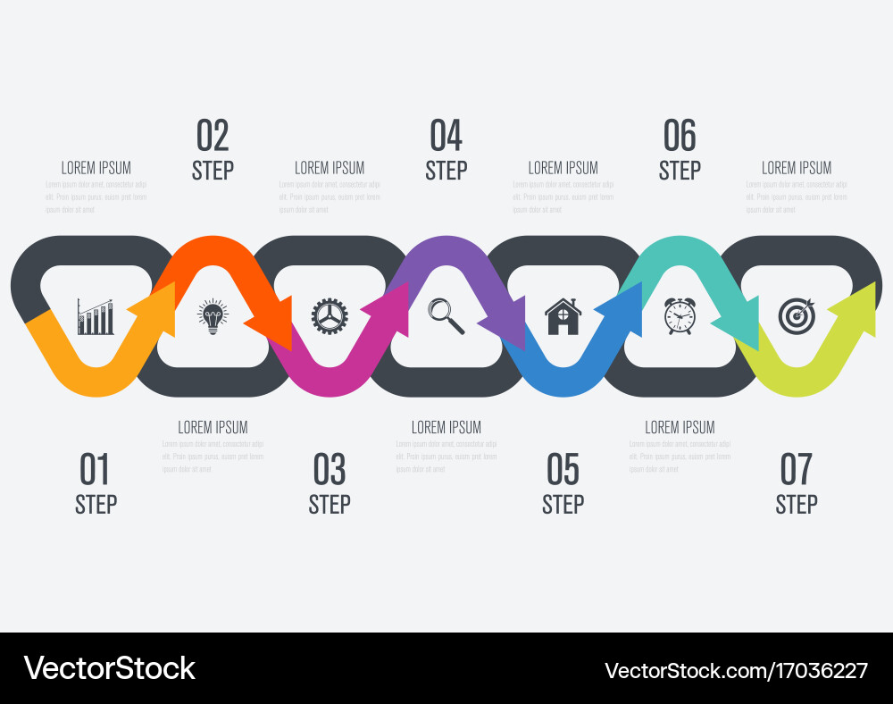 Infographics template 7 options Royalty Free Vector Image