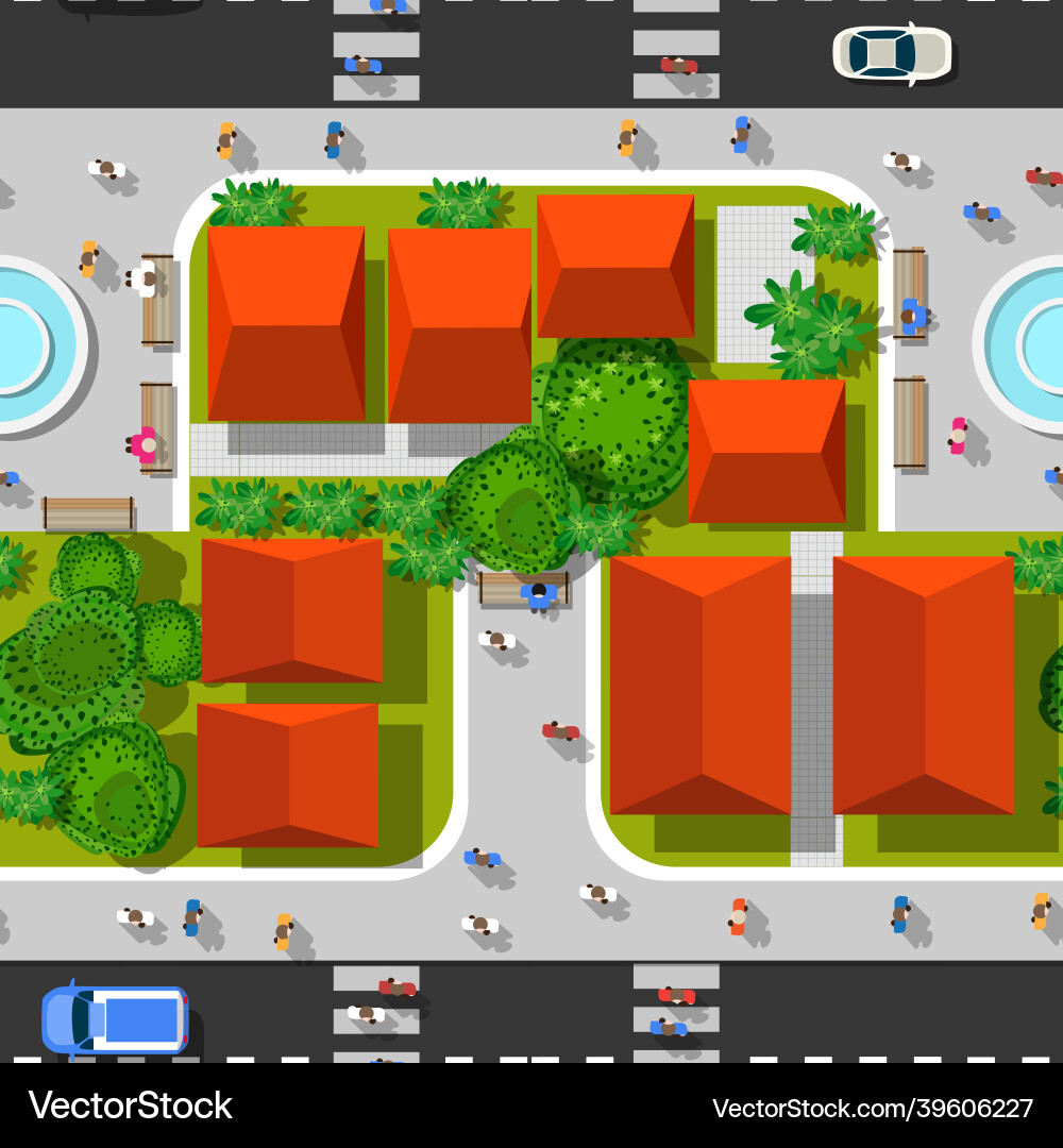 Road top view seamless highways many different Vector Image