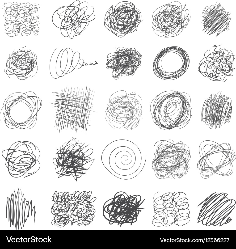 Set of ink lines hand drawn textures scribbles Vector Image