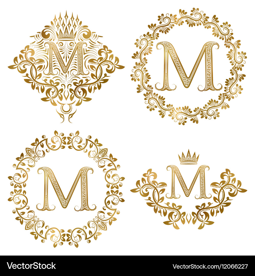 Vintage Golden Monogram Set - Letter M Royalty Free Vector