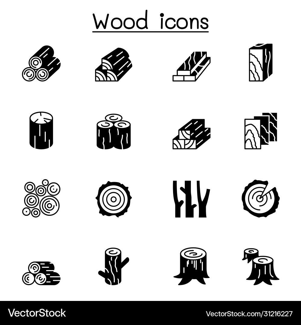 Wood icon set graphic design Royalty Free Vector Image