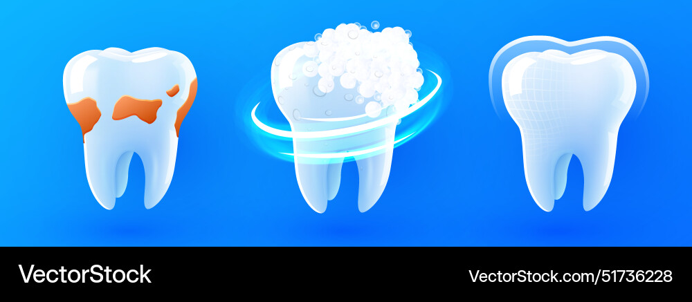 3d realistic healthy glowing tooth dental Vector Image