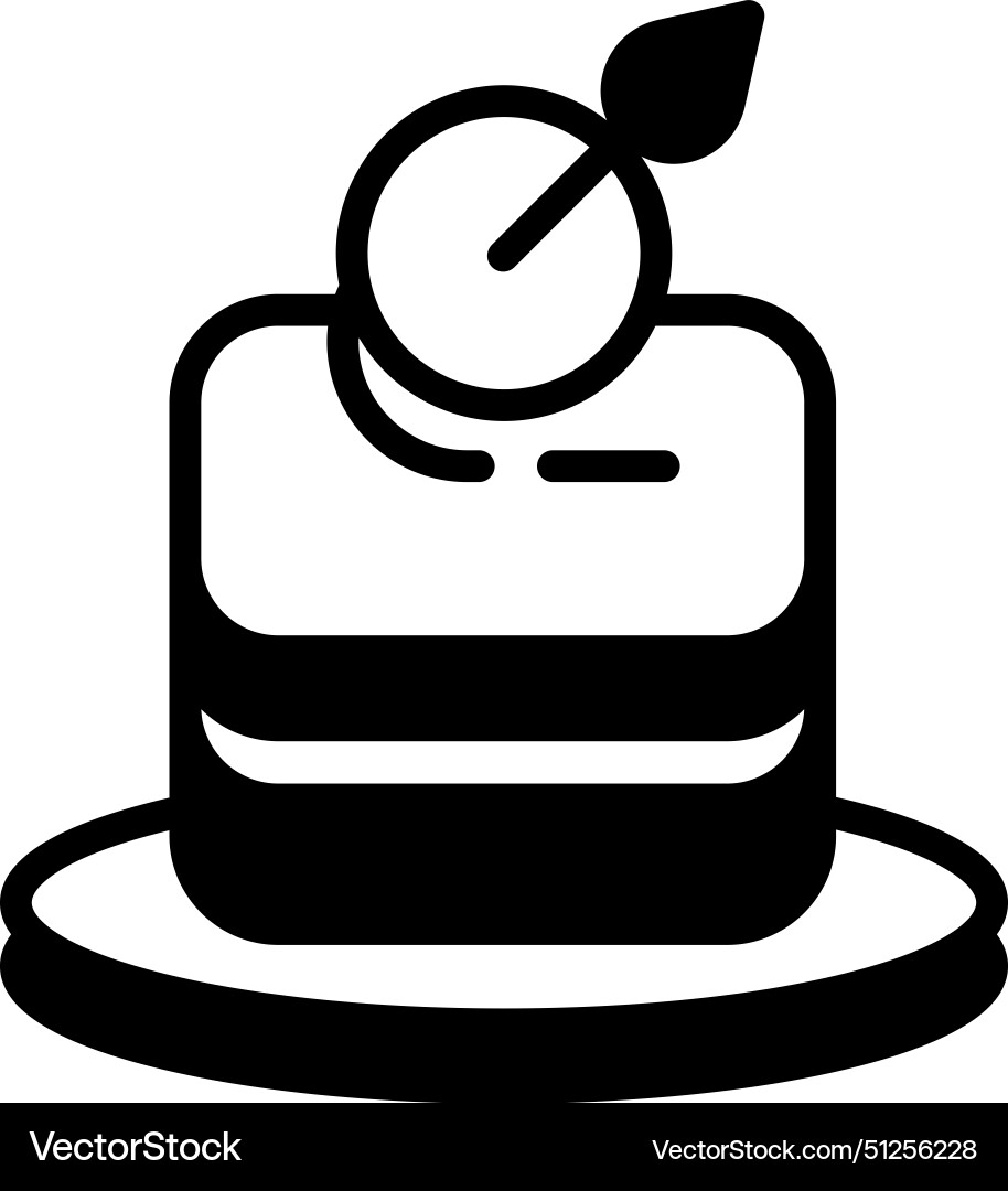 A cake with cherry on top and green leaf Vector Image