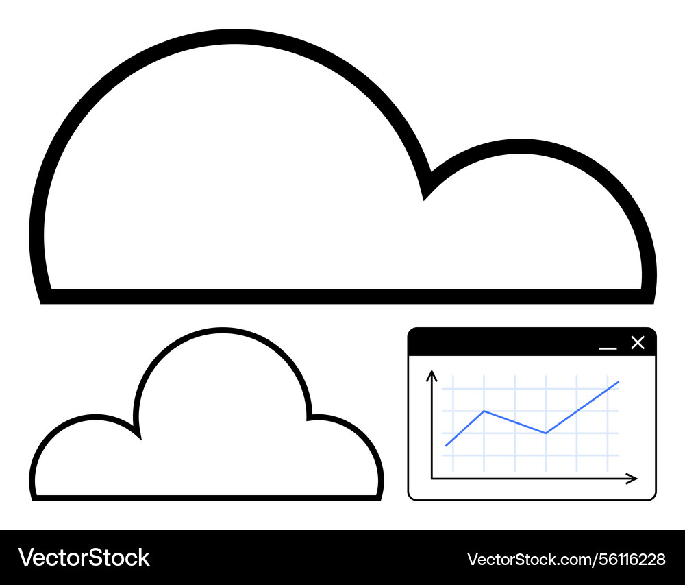 Cloud-Speicher und Datenanalyse visualisiert Vektorbild