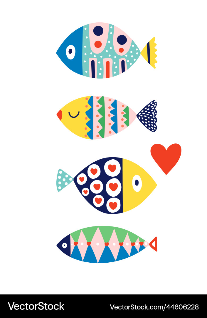 Cute fish card Royalty Free Vector Image - VectorStock
