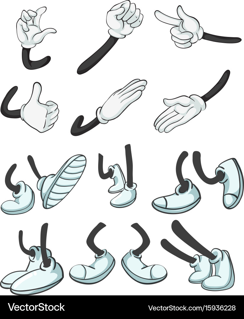 Different hands and legs of human Royalty Free Vector Image
