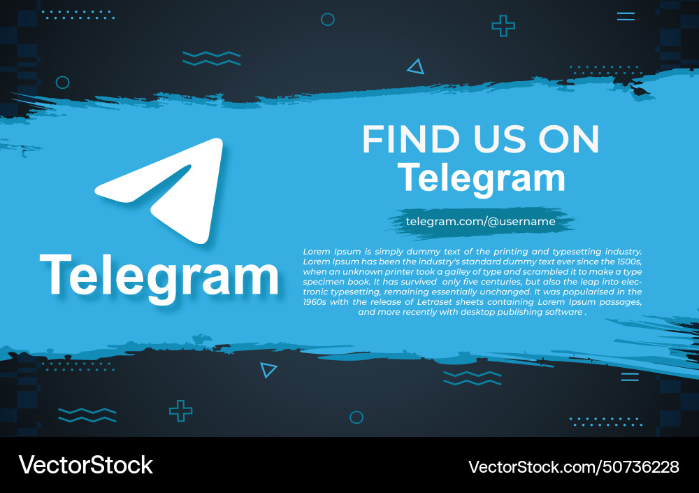 Find us on telegram social media post design Vector Image