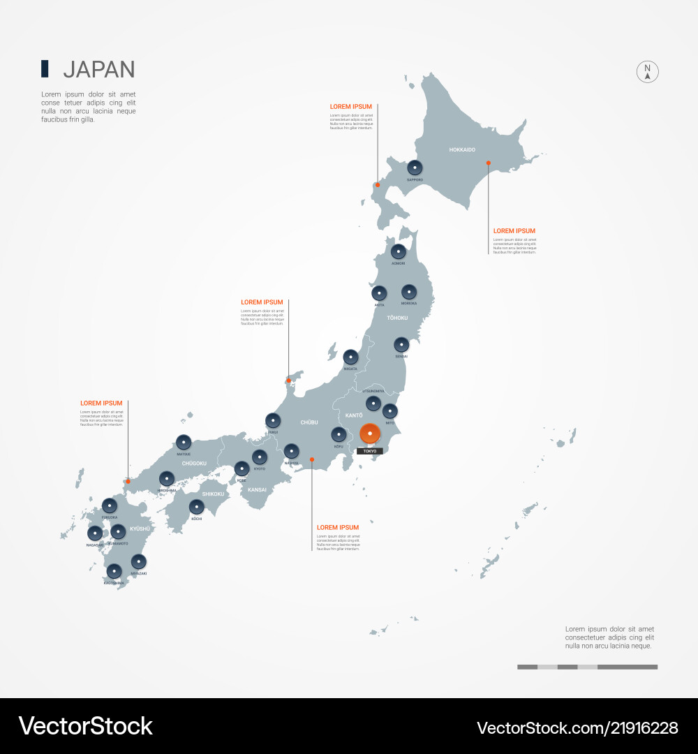 Japan infographic map Royalty Free Vector Image