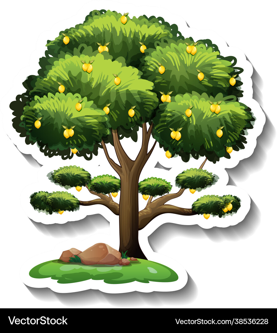 Lemon tree sticker on white background Royalty Free Vector
