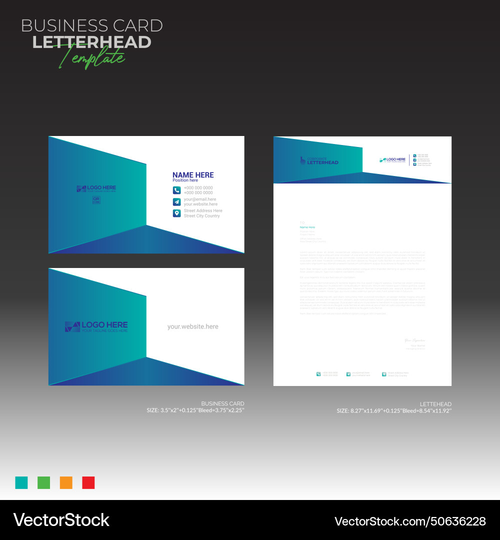 Letterhead and business card design Royalty Free Vector