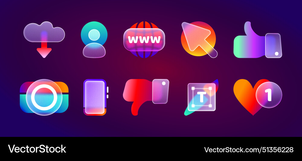 Realistic 3d glass morphism transparent ui icons Vector Image Realistic 3d glass morphism transparent ui icons Vector Image