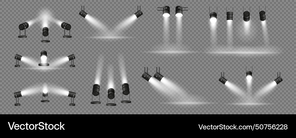 Realistic spotlight projects for stage or theater Vector Image