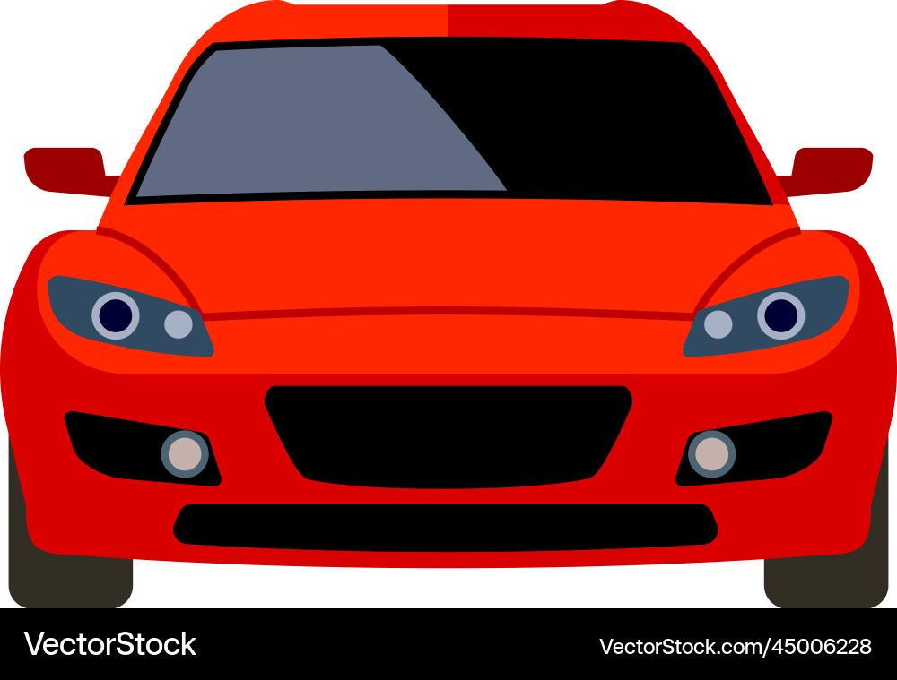 Red sport car front view cartoon auto icon Vector Image