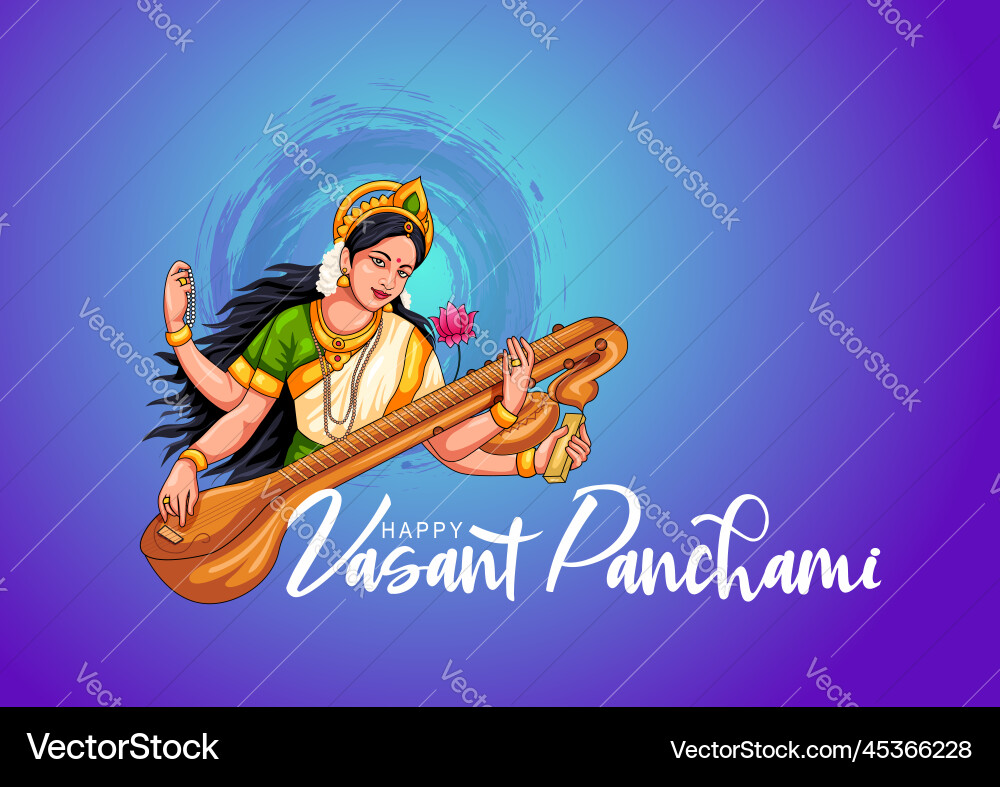 Vasant panjami 1sarasvati for happy Royalty Free Vector