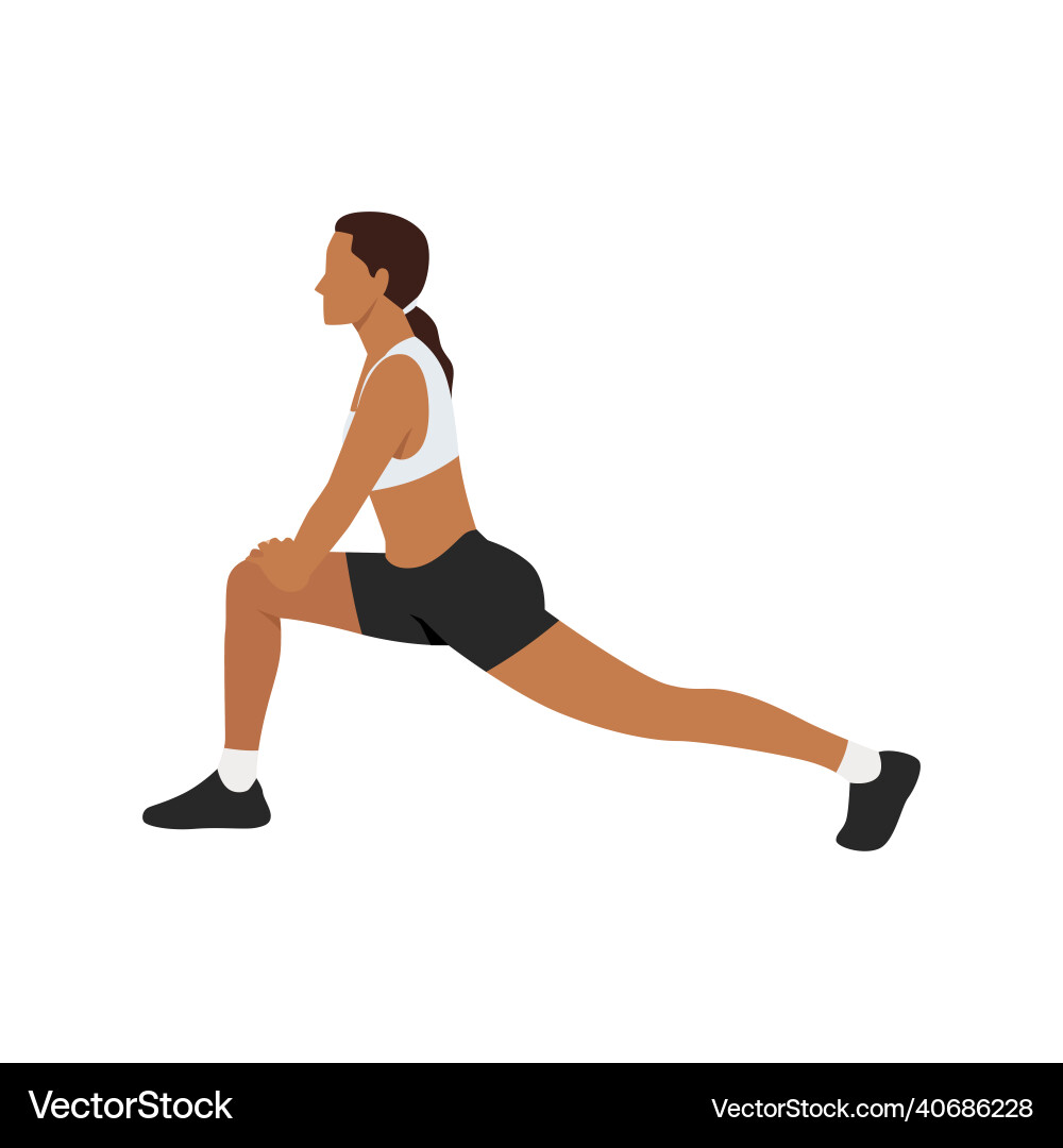 Woman doing runner lunge stretch exercise Vector Image