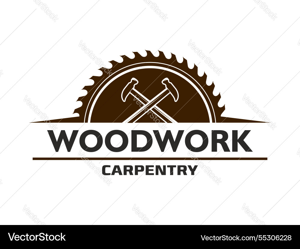 Woodwork carpentry service icon saw and hammers Vector Image