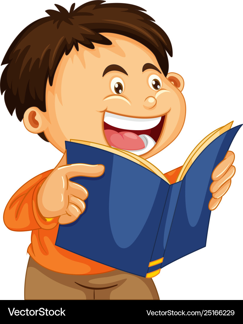A boy reading book Royalty Free Vector Image - VectorStock