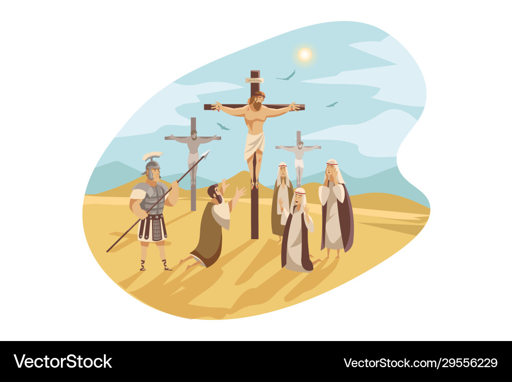 Christ Crucified on Calvary Royalty Free Vector Image