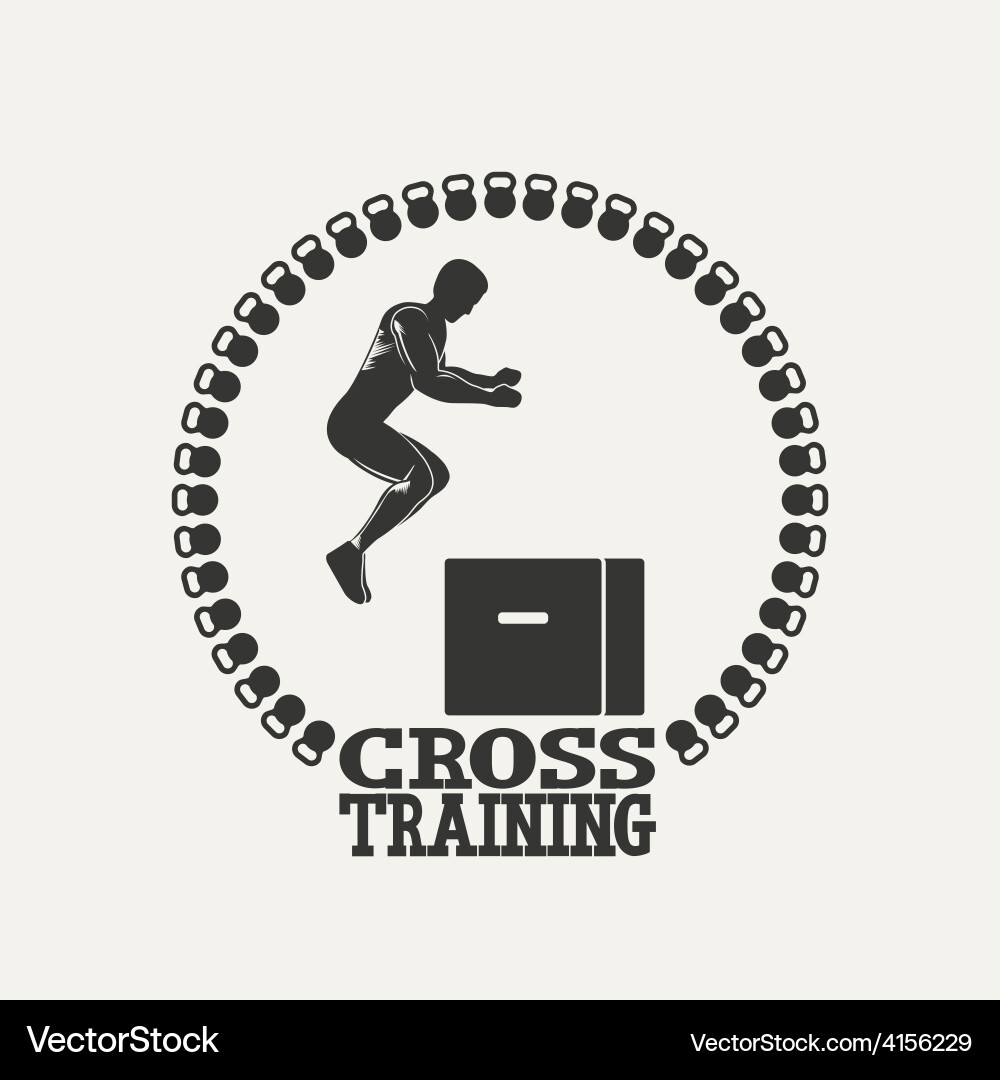 Cross training man silhouet 3 logo Royalty Free Vector Image