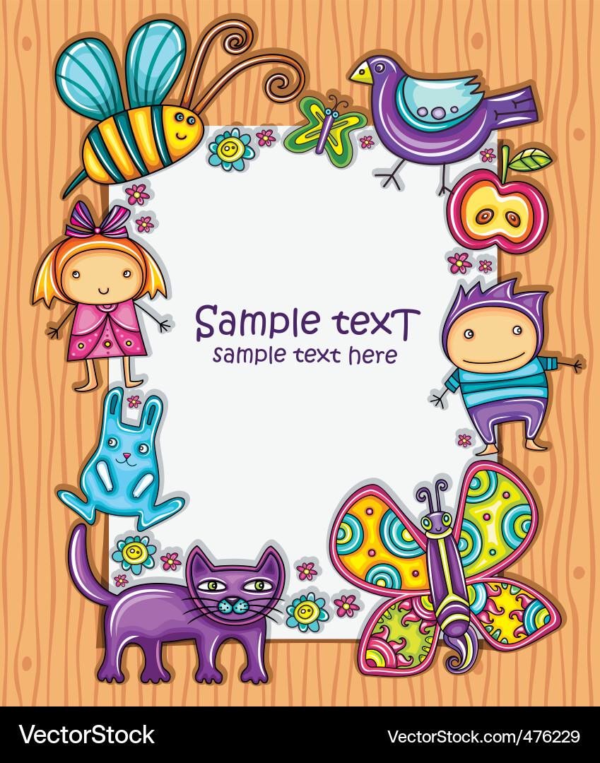 Cute Floral Cartoon Frame Royalty Free Vector Image