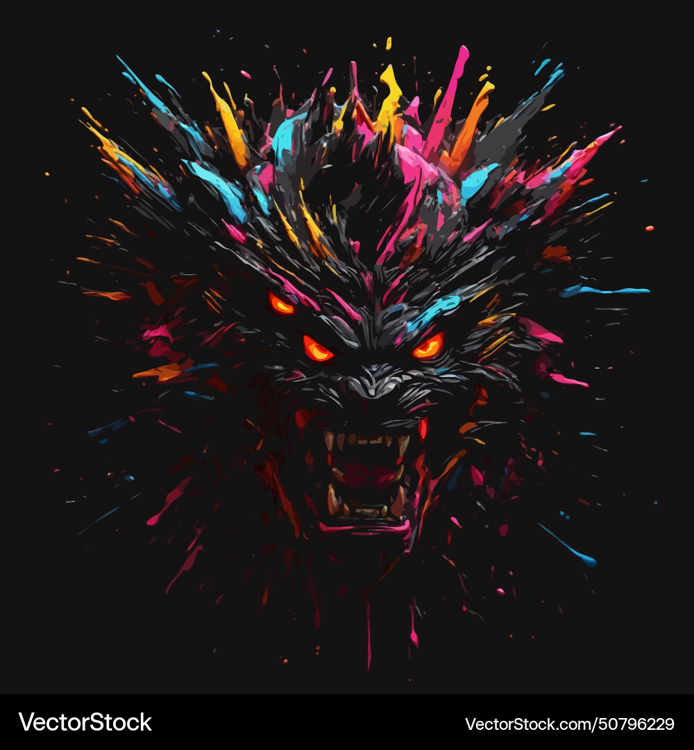 Default neon paint splatter logo featuring Vector Image