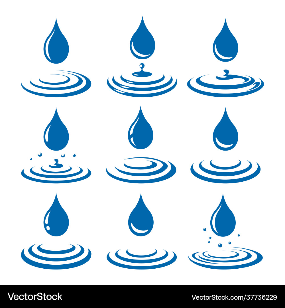 Drops with ripple Royalty Free Vector Image - VectorStock