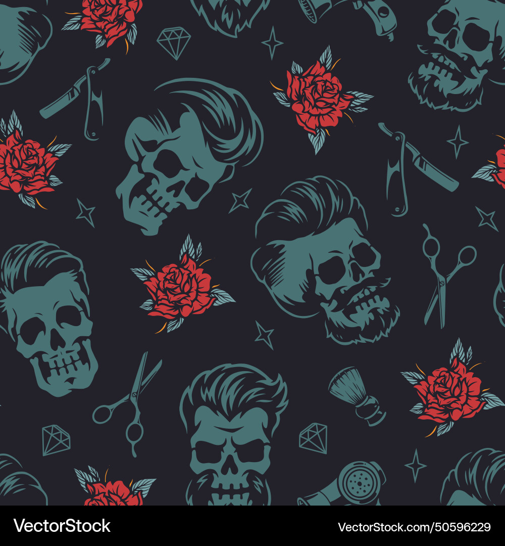 Hairdressing salon pattern seamless colorful Vector Image