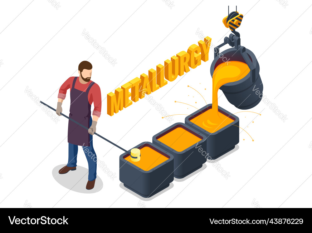 Isometric forge blacksmith metallurgy male Vector Image