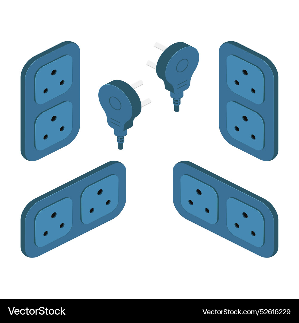 Isometric power outlet plug electric socket Vector Image