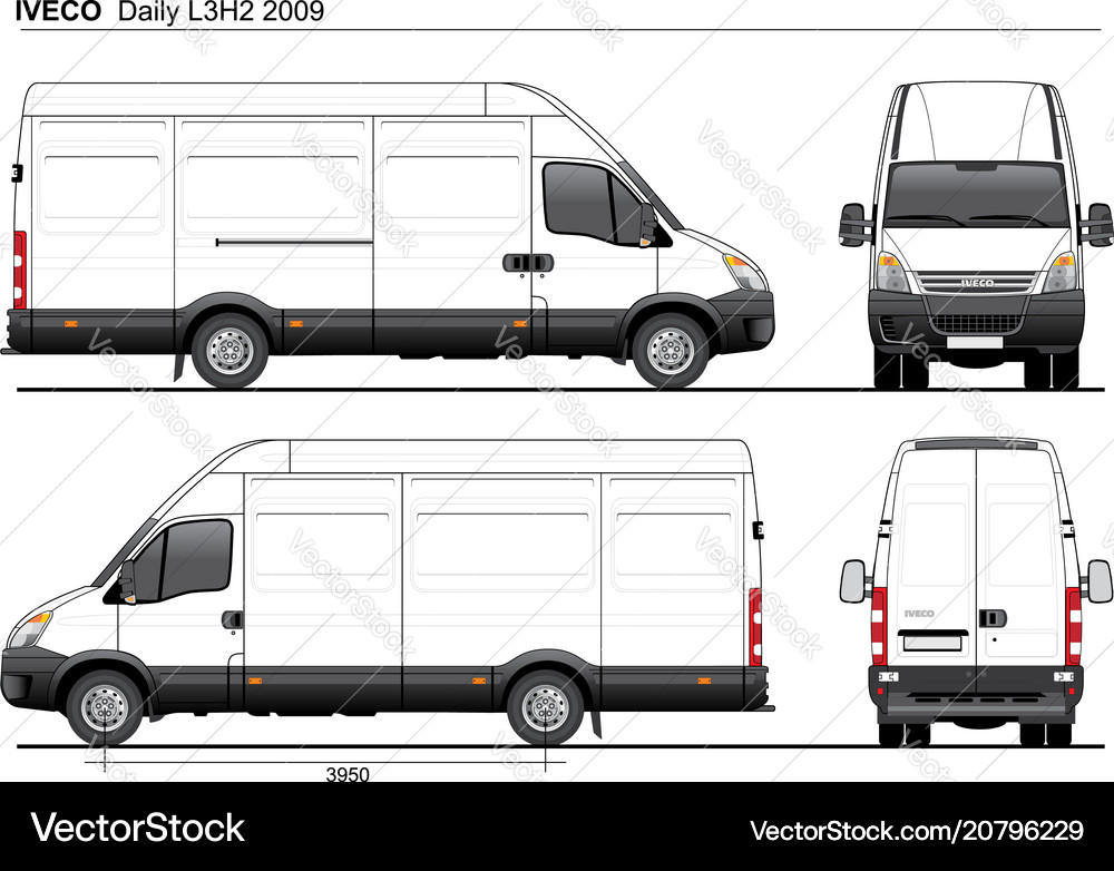 Iveco Daily L3H2 2009 Cargo Van Royalty Free Vector Image