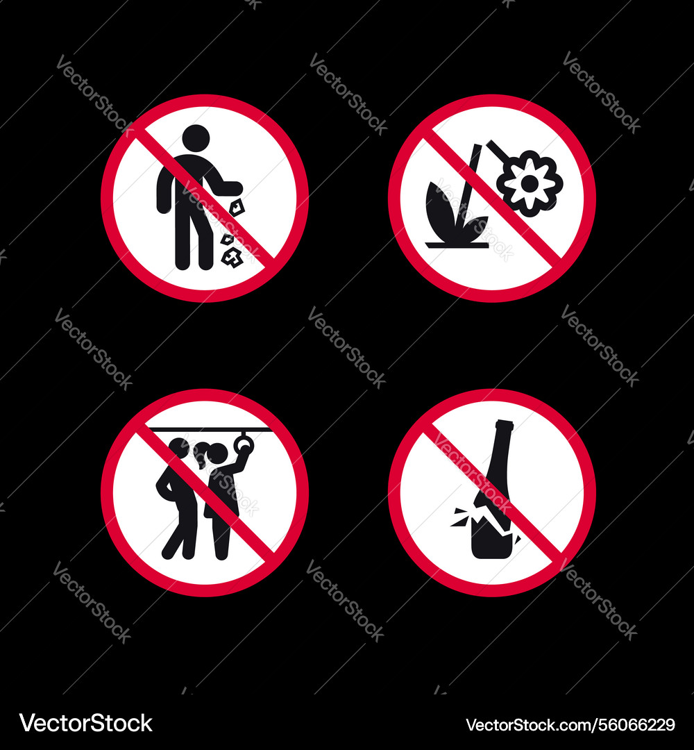 Prohibited signs forbidden round stickers set Vector Image