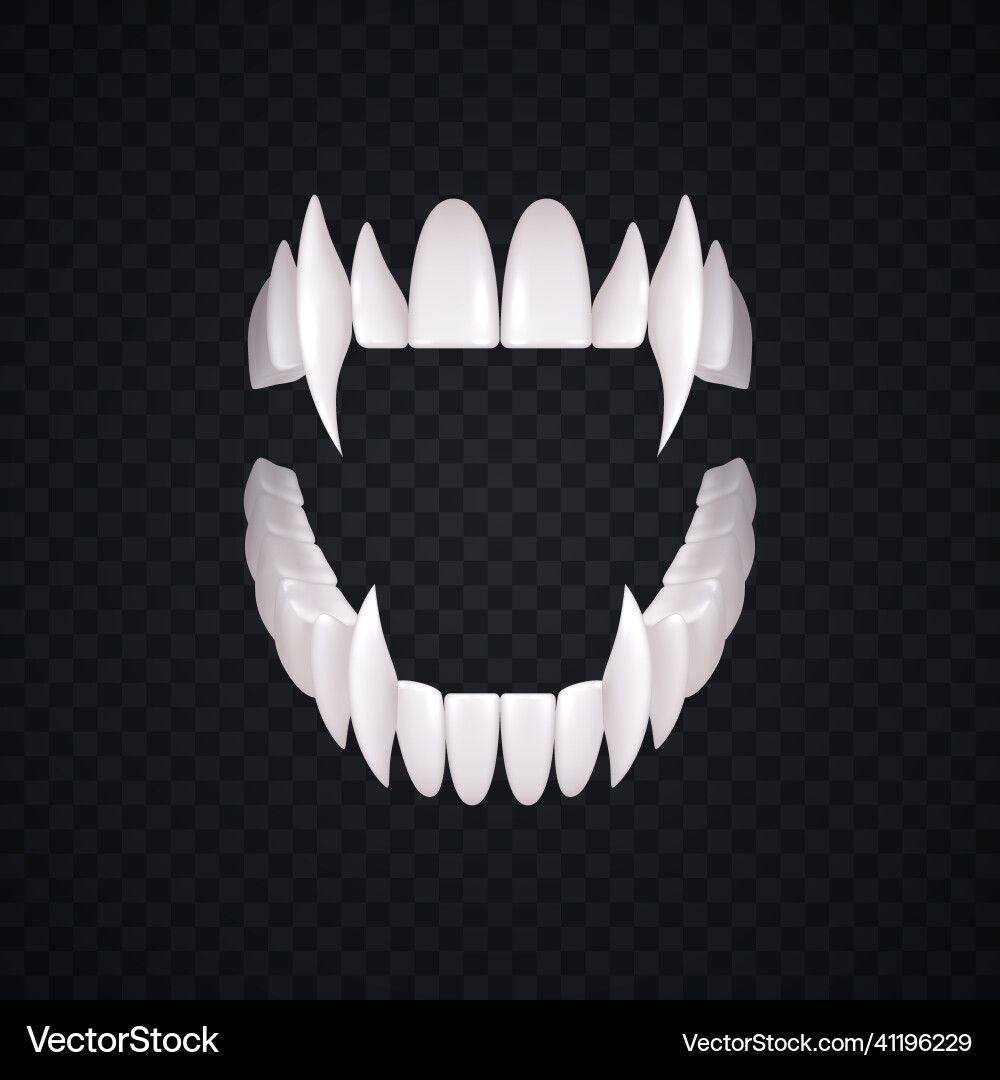 Vampire teeth realistic composition Royalty Free Vector