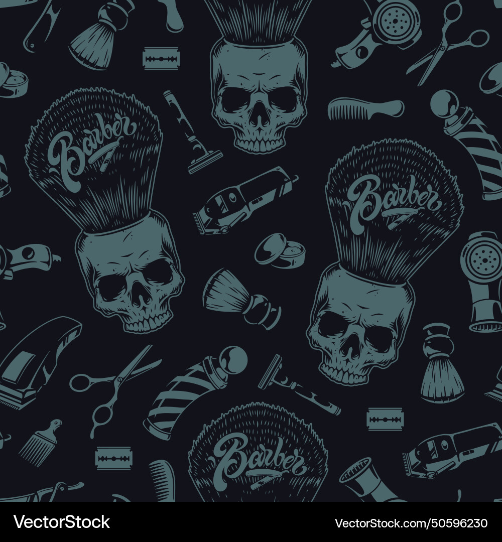 Barber monochrome vintage pattern seamless Vector Image